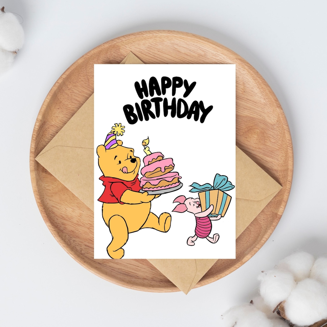 Winnie the Pooh Birthday Card, Pooh and Piglet Birthday, Happy Birthday ...