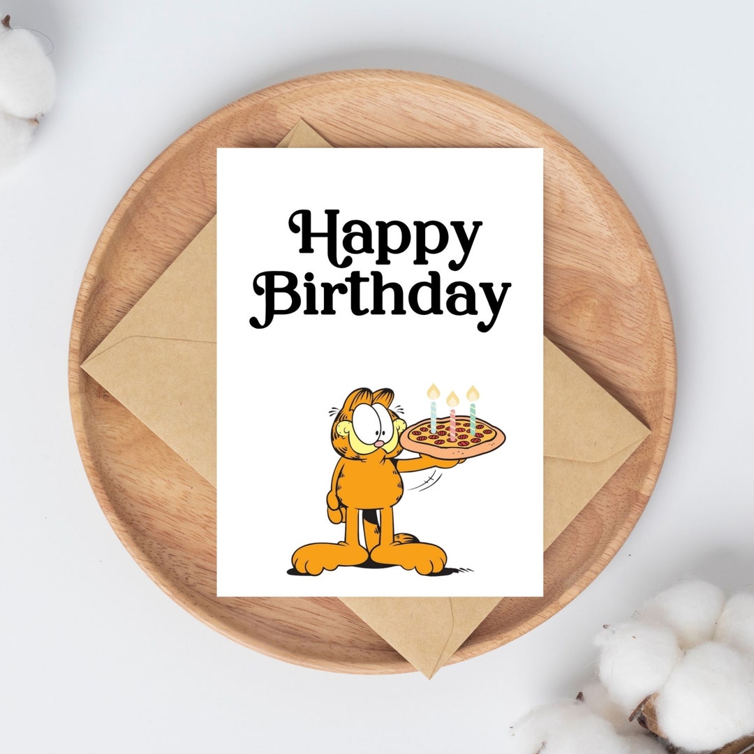 Garfield Birthday Card, Printable Cartoon Party Card, 5x7 Digital ...