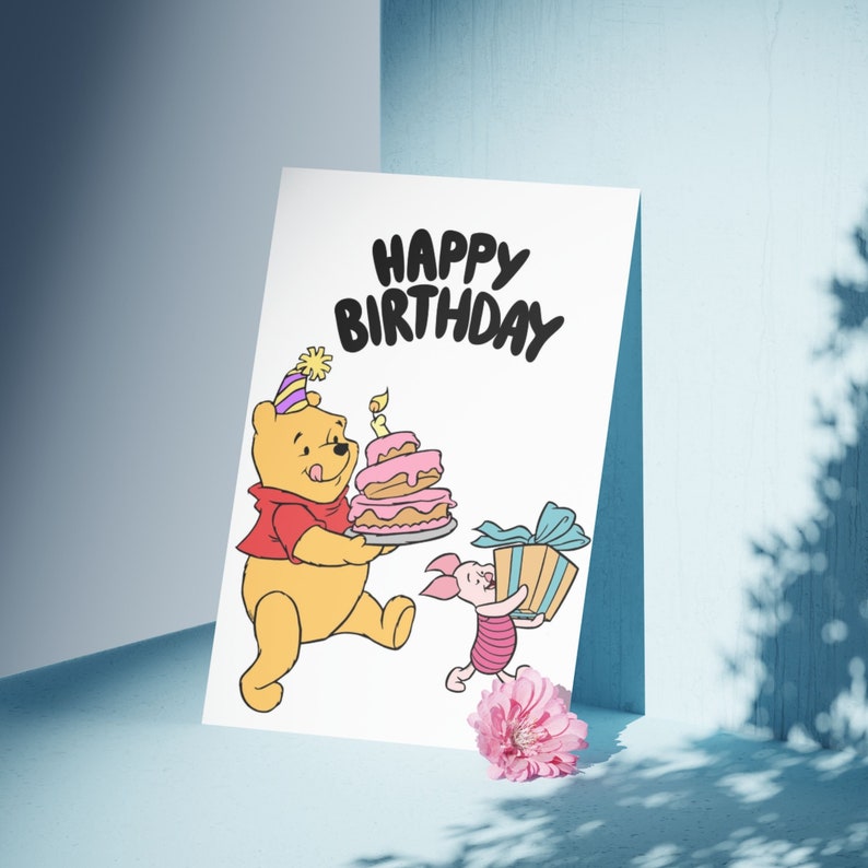 Winnie the Pooh Birthday Card, Pooh and Piglet Birthday, Happy Birthday ...
