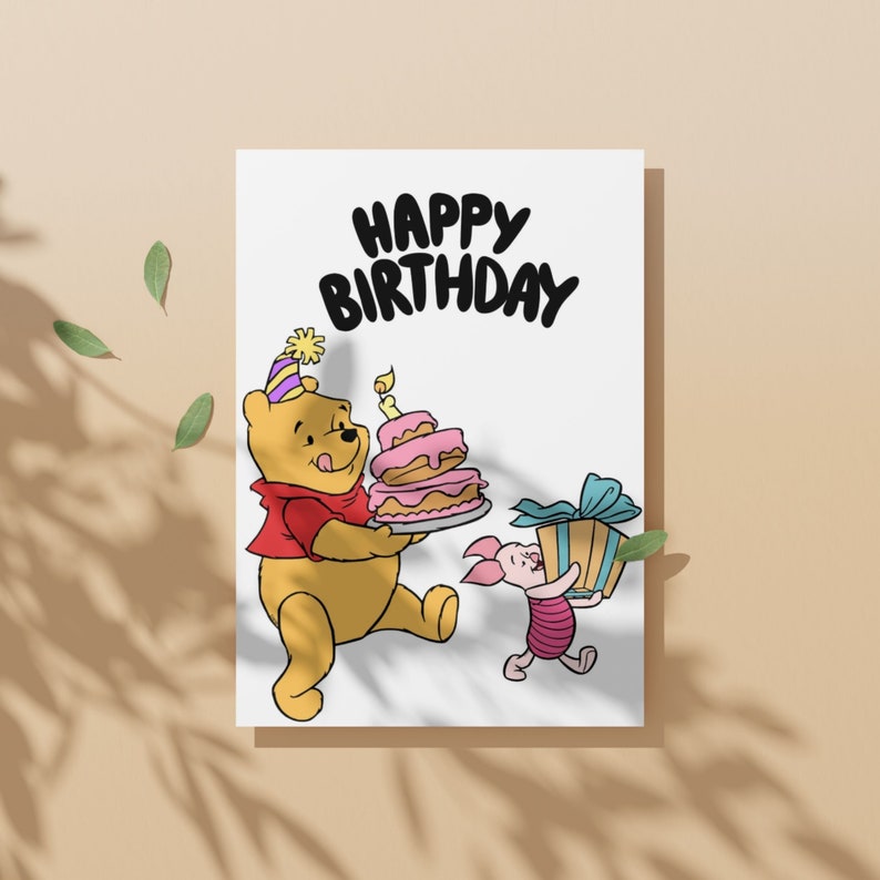 Winnie the Pooh Birthday Card, Pooh and Piglet Birthday, Happy Birthday ...
