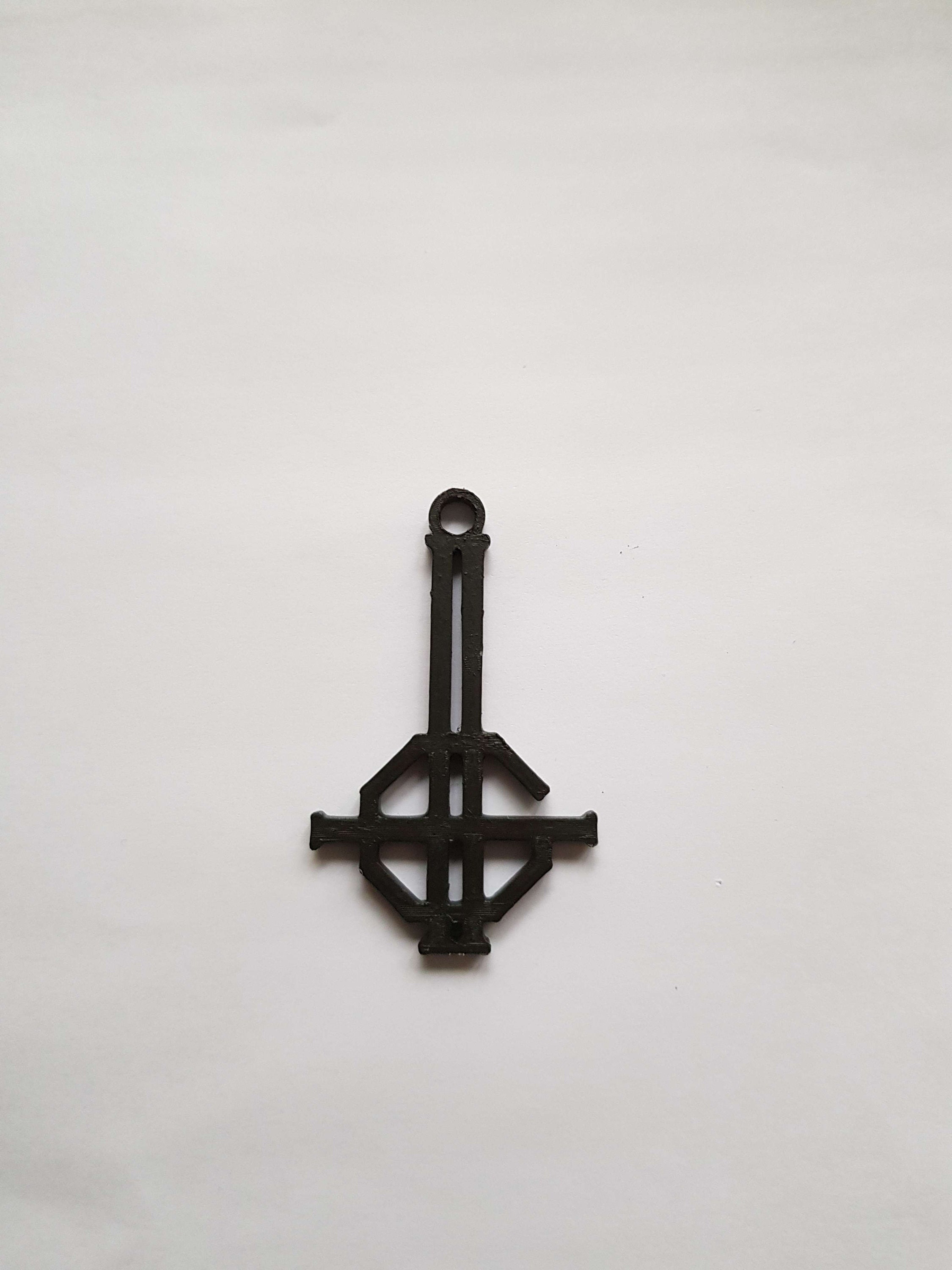 Ghost Band Logo Inverted Cross Crucifix Keyring Satanic Keyring Ghost ...