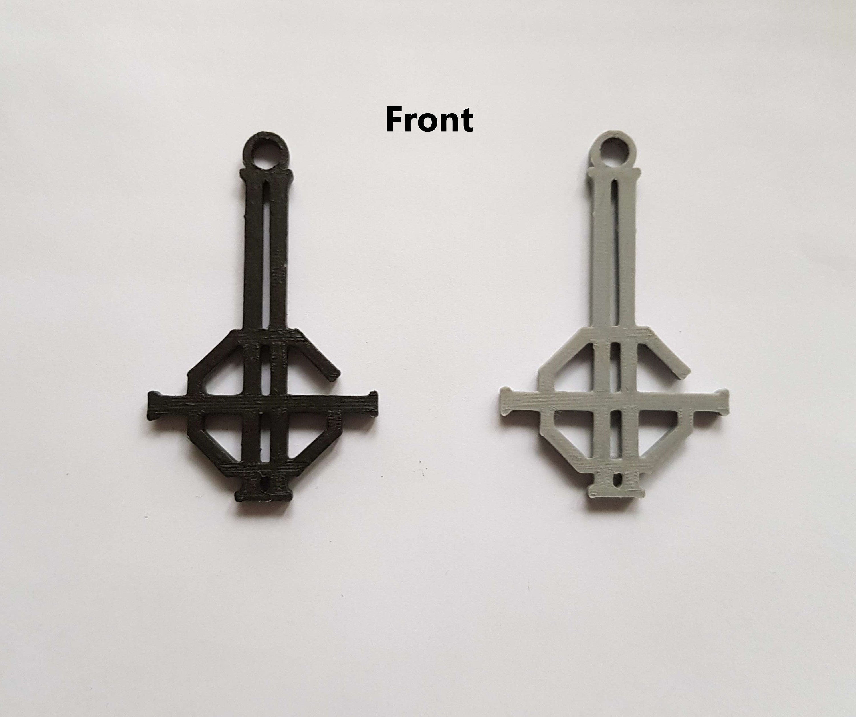 Ghost Band Logo Inverted Cross Crucifix Keyring Satanic Keyring Ghost ...