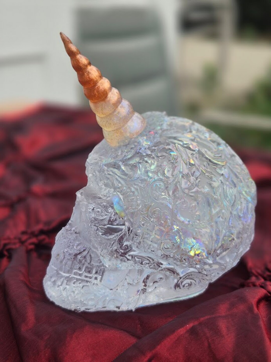 Unicorn Enchantment Skull Iridescent Horn Skull Intricate Resin Art - Etsy