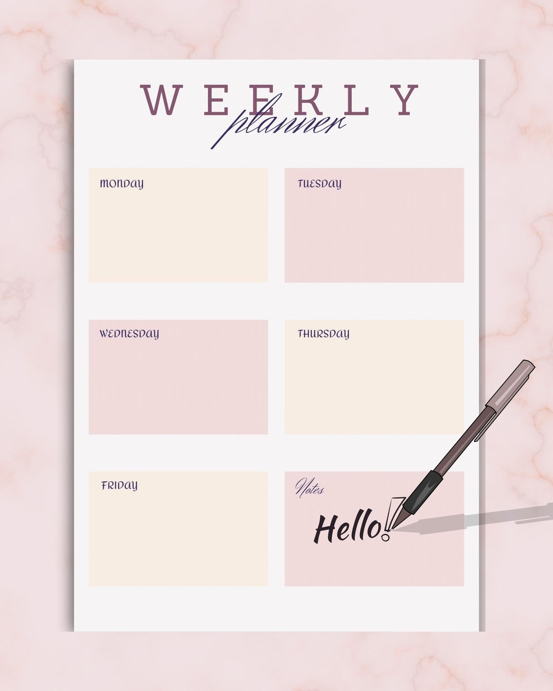 Pink Minimalist Weekly Planner/printable/digital Planner/pdf - Etsy