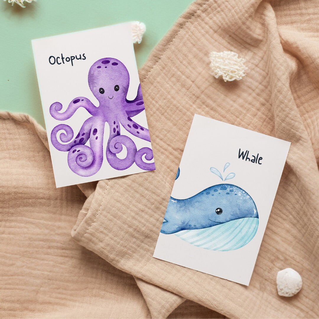 Sea Creature Flash Cards | Ocean Animals With Words | Printable ...