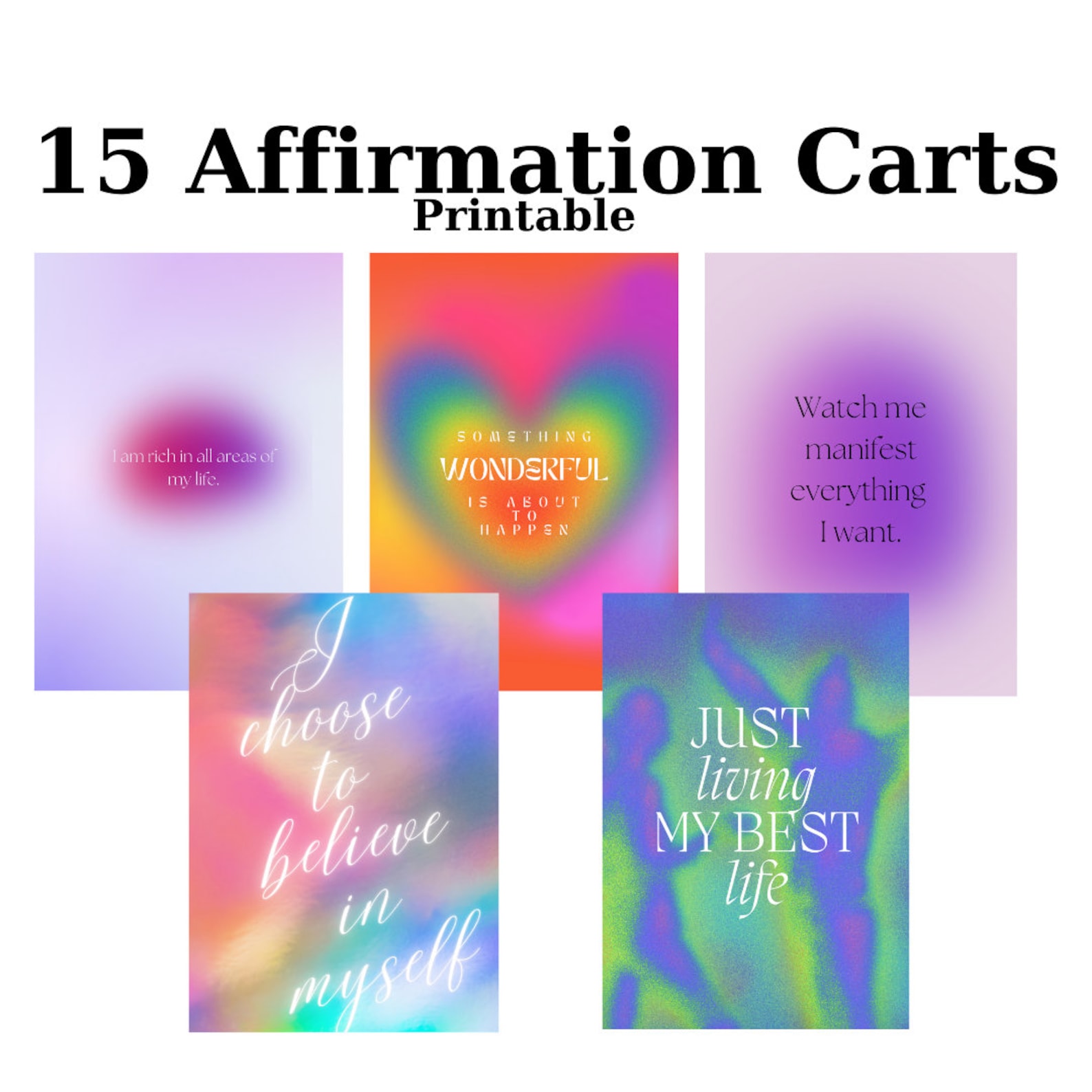 15 Affirmation Cards, Printable Pdf Affirmation Cards, Digital ...