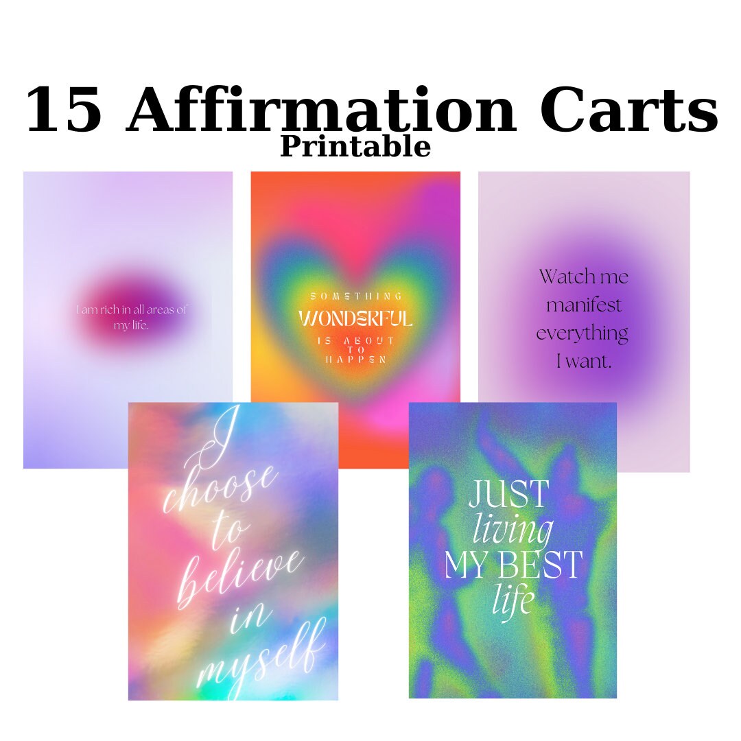 15 Affirmation Cards, Printable Pdf Affirmation Cards, Digital ...