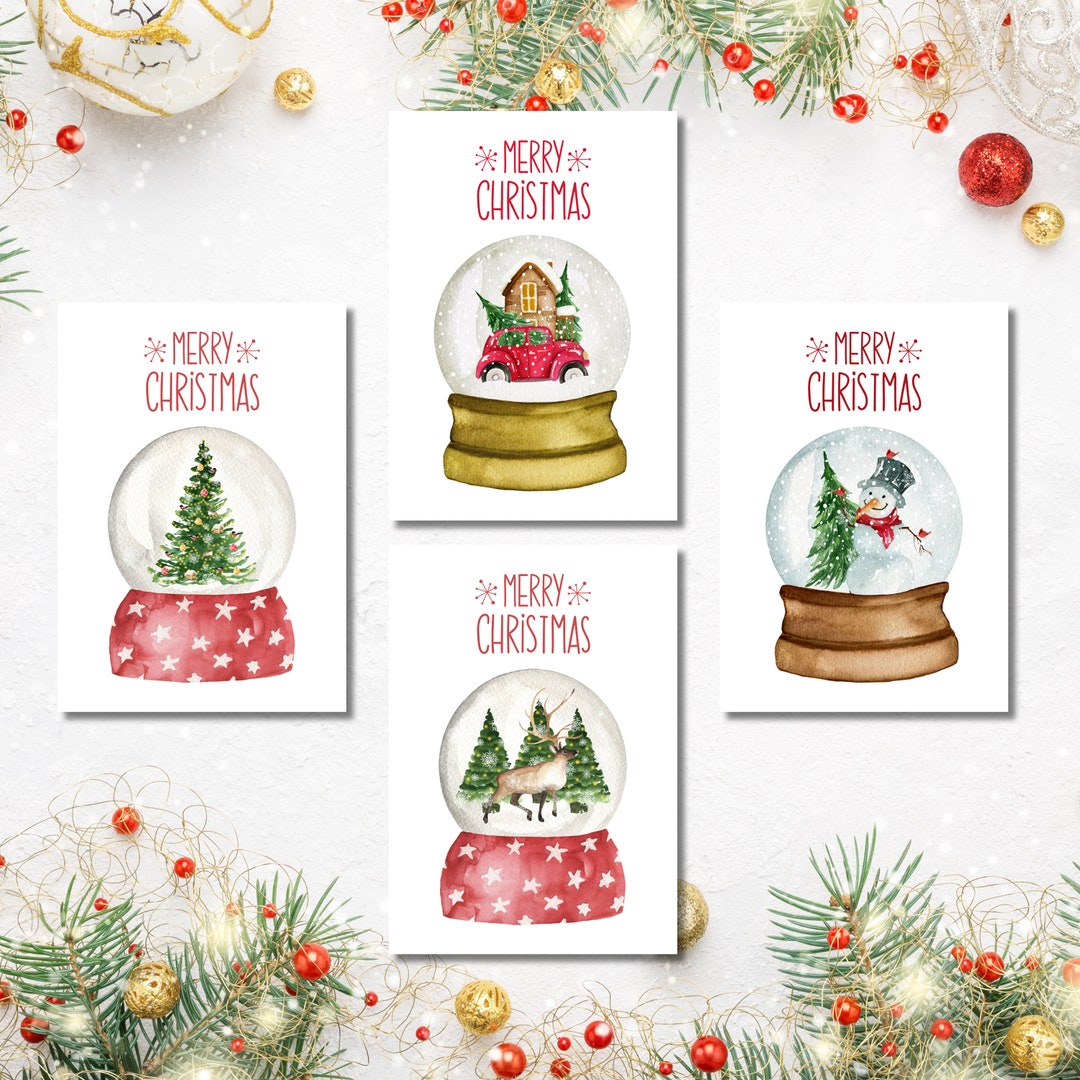 Christmas Snow Globe Cards Bundle Instant Download - Etsy