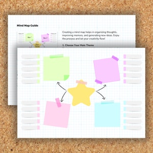Mind Map Sticky Notes Printable Digital Product Instant Download - Etsy