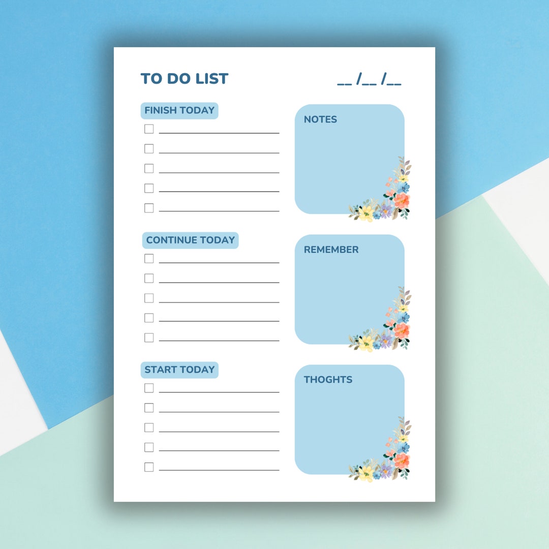 To Do List Light Blue Instant Download - Etsy