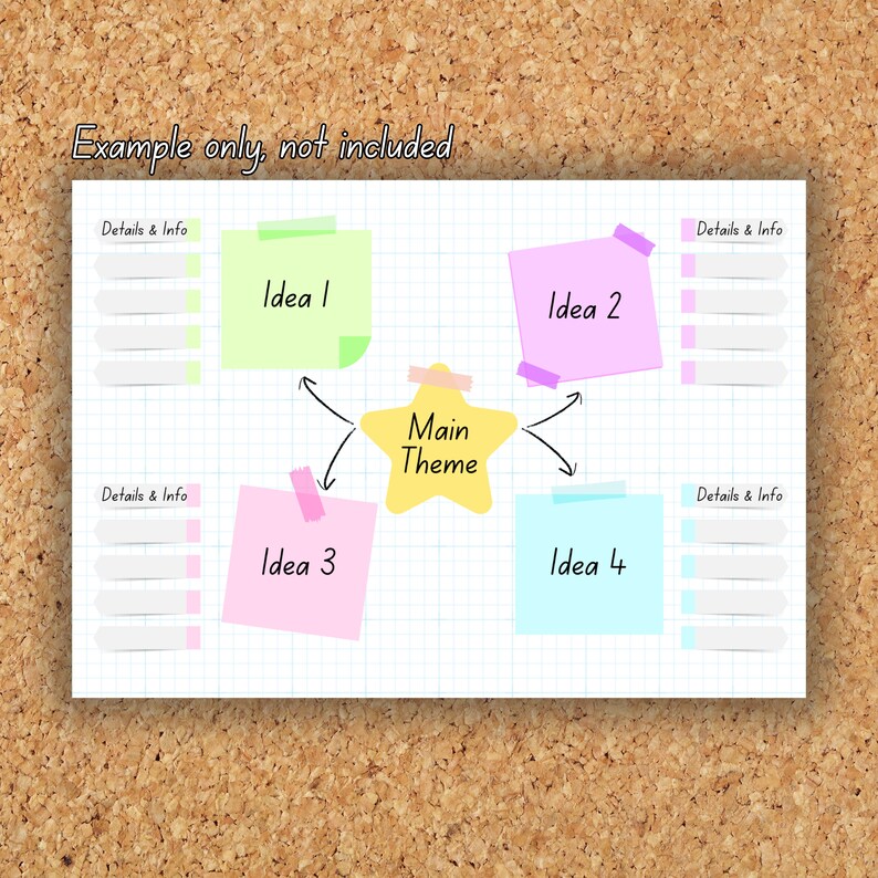 Mind Map Sticky Notes Printable Digital Product Instant Download - Etsy