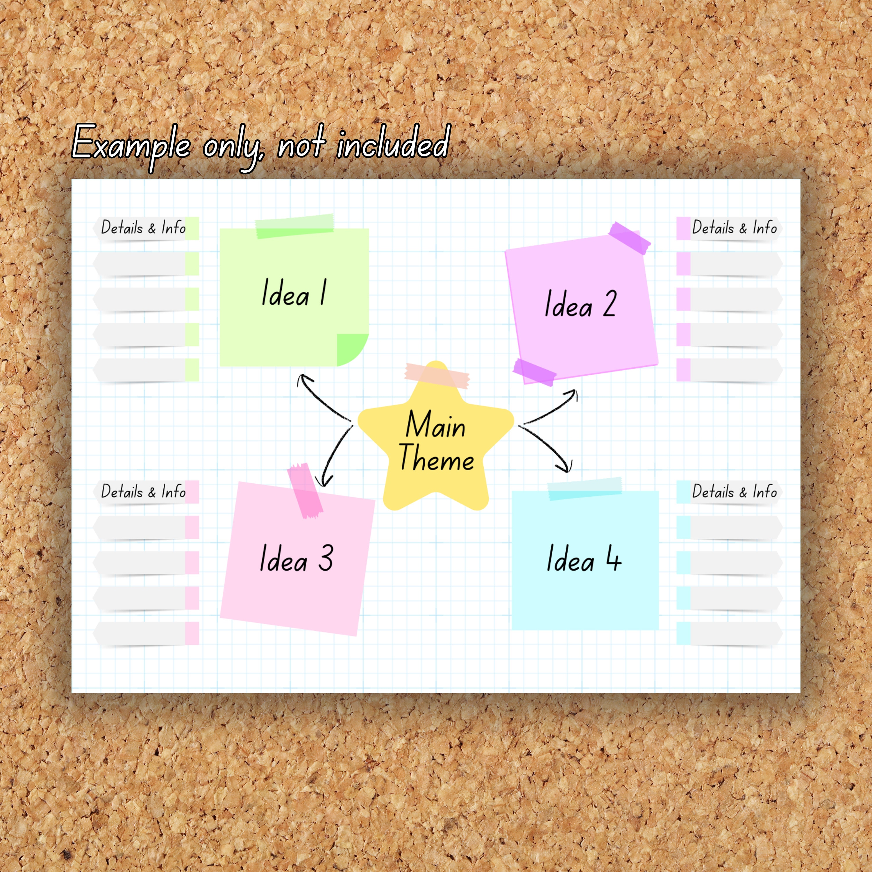 Mind Map Sticky Notes Printable Digital Product Instant Download - Etsy