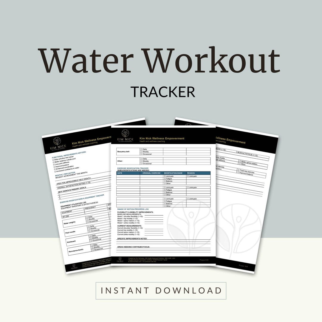 Pool Workout Tracker for Women 50+ | Water Fitness Journal (PDF) - Etsy