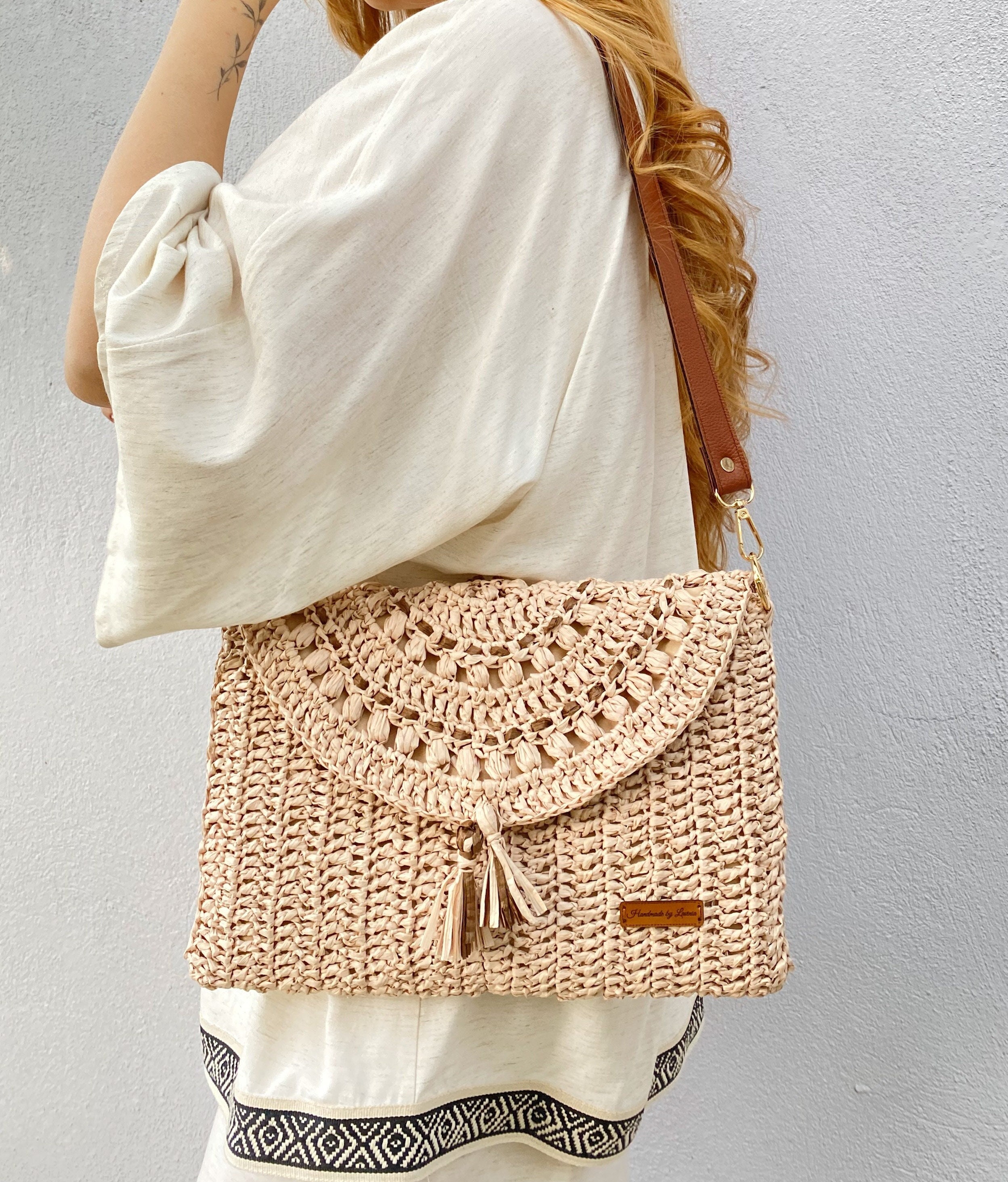 Handmade Crochet Beige Raffia Bag - Etsy