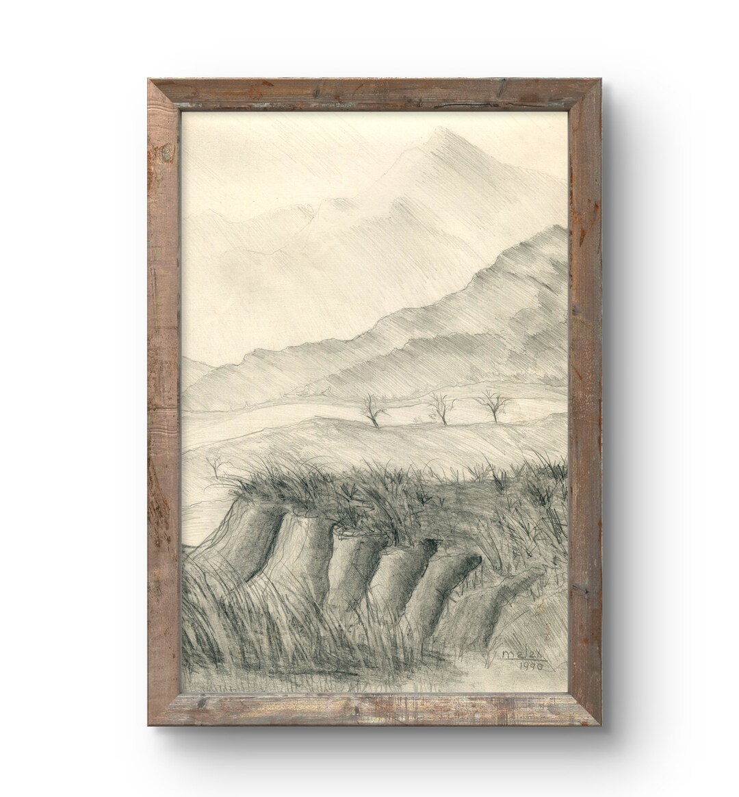 Vintage Beige Drawing, Digital Download, Charcoal Sketch, Pencil ...