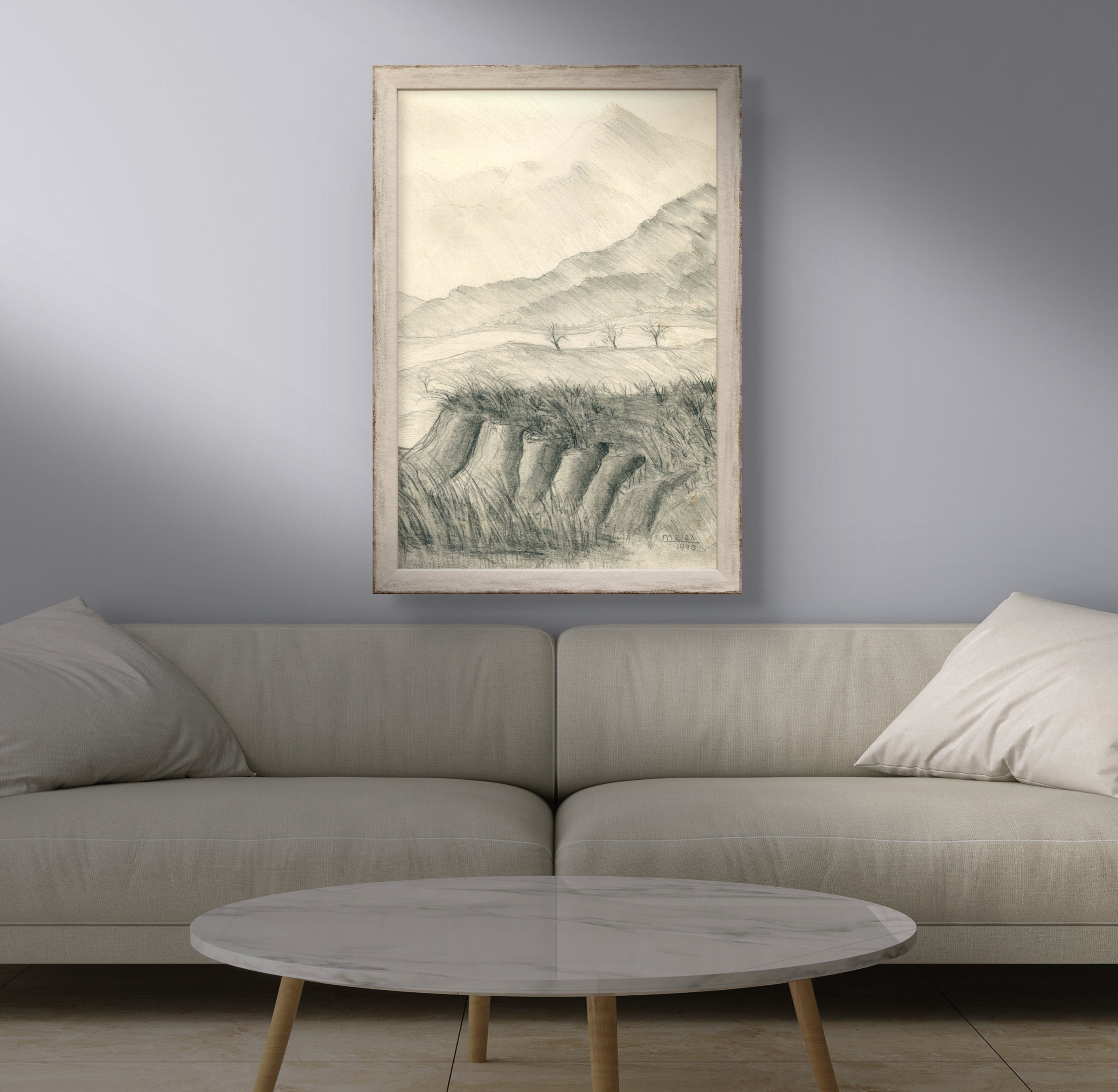 Vintage Beige Drawing, Digital Download, Charcoal Sketch, Pencil ...