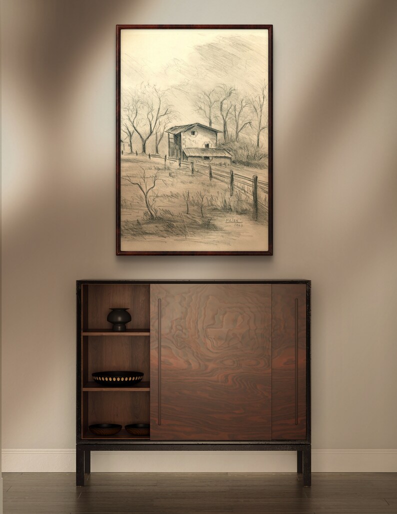 Vintage Beige Drawing, Digital Download, Charcoal Sketch, Pencil ...