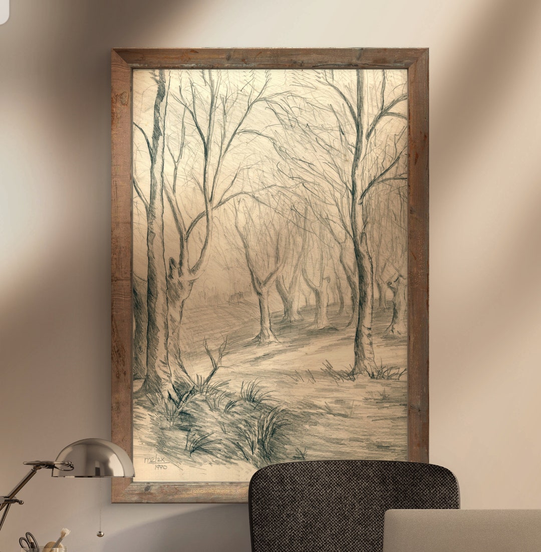 Vintage Beige Drawing, Digital Download, Charcoal Sketch, Pencil ...