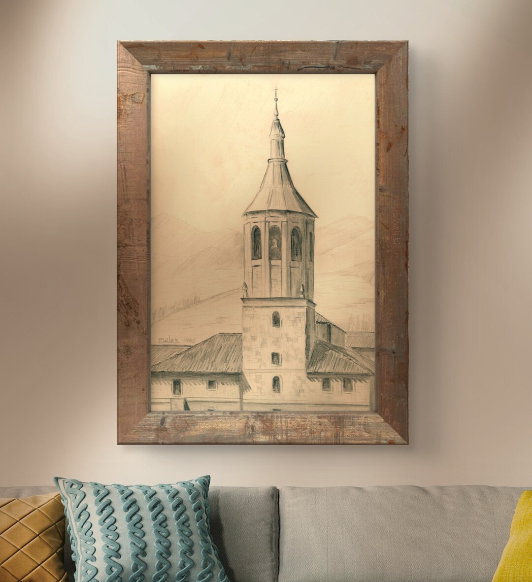 Vintage Beige Drawing, Digital Download, Charcoal Sketch, Pencil ...