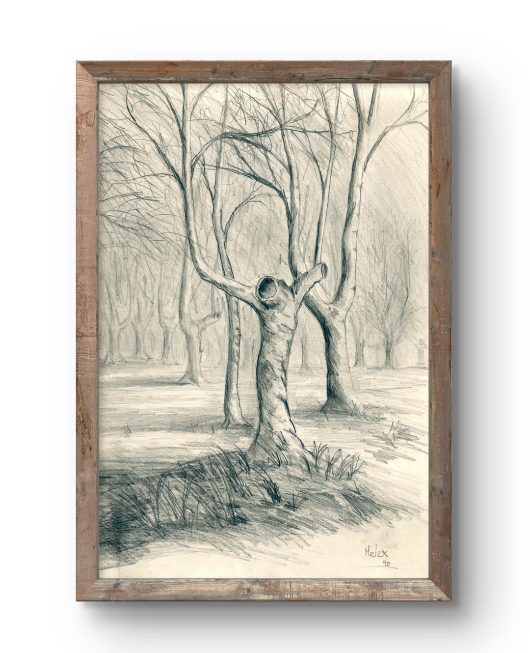 Vintage Beige Drawing, Digital Download, Charcoal Sketch, Pencil ...