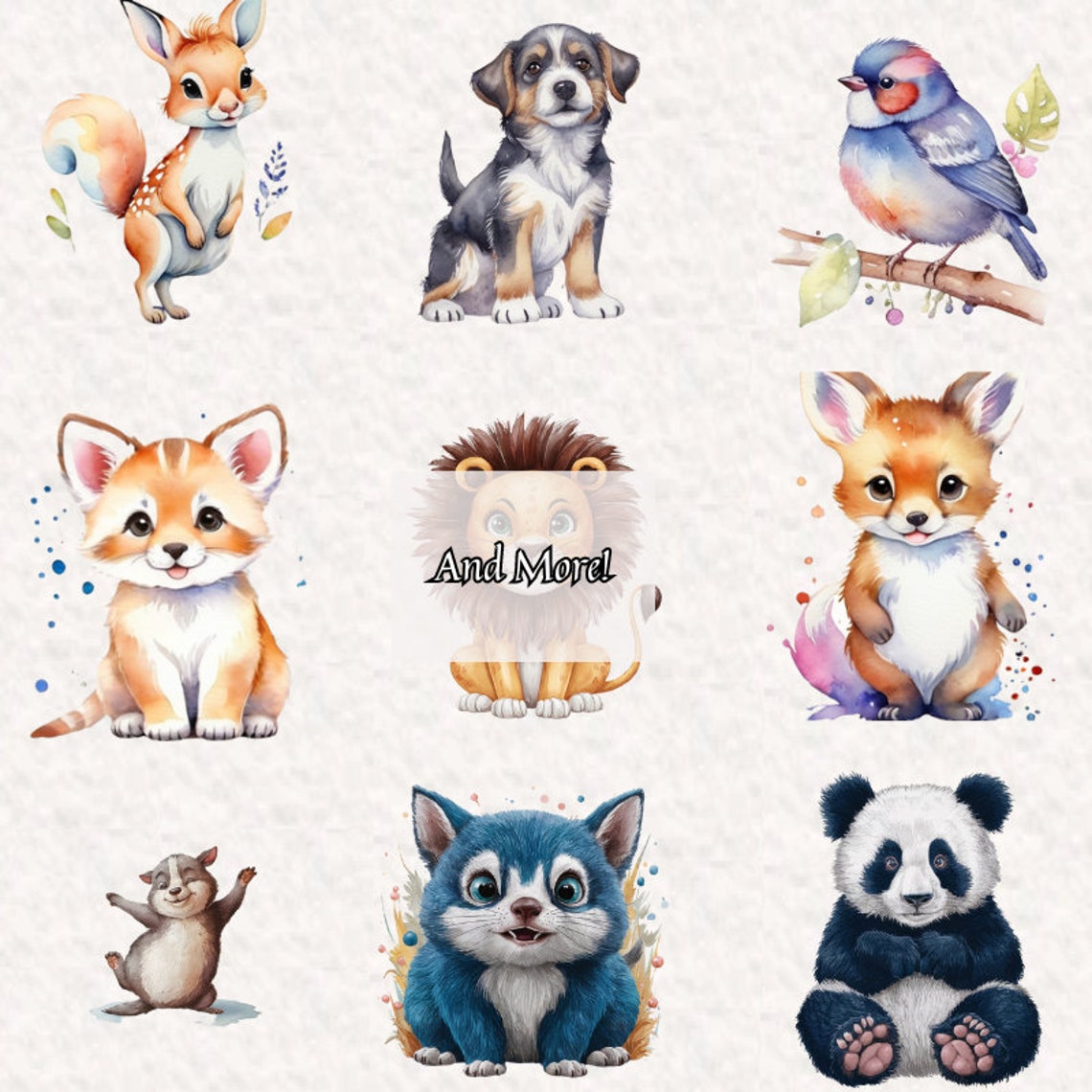 50 PNG Cute and Adorable Animals Clipart Bundle Whimsical Animals Dog ...