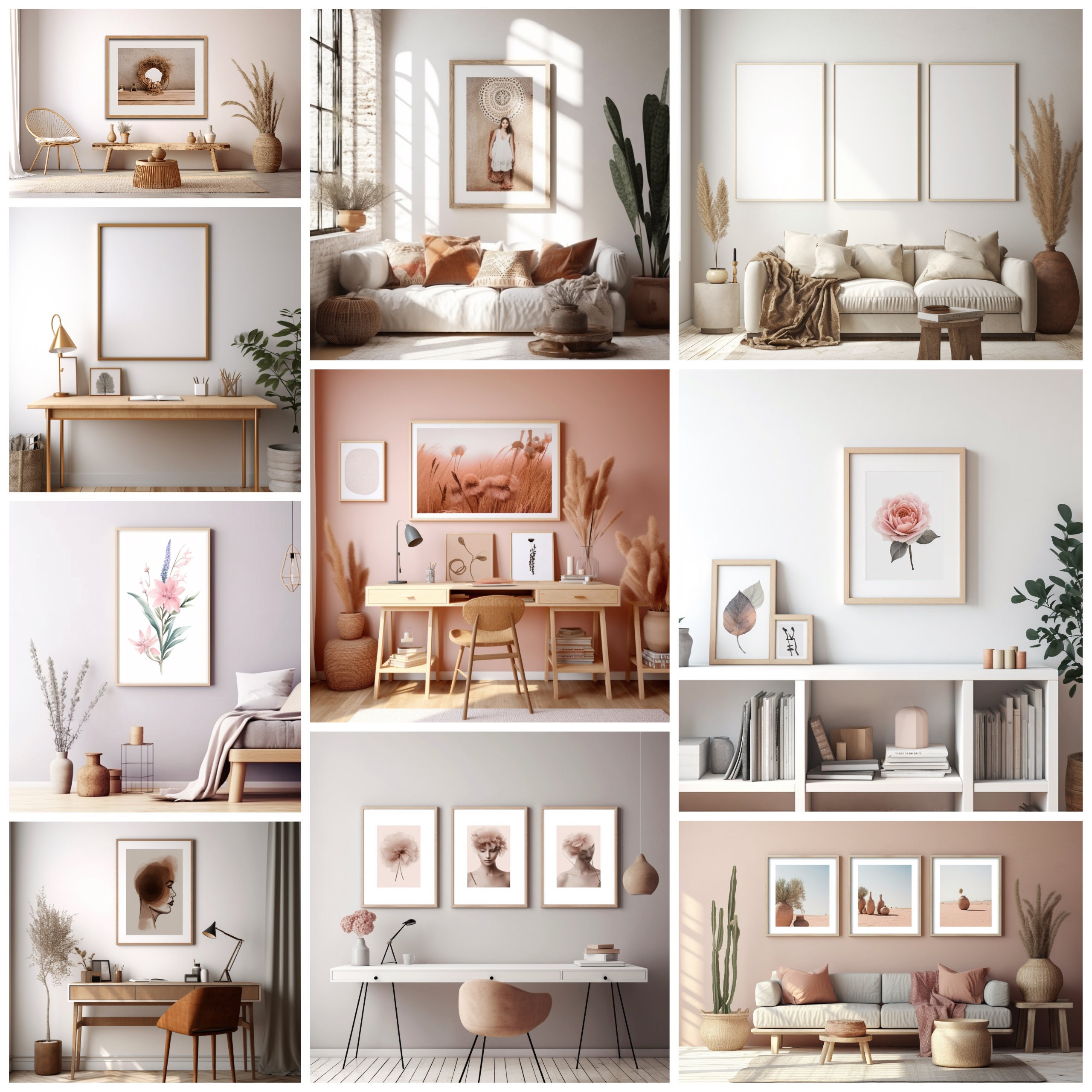 50 Boho Interior Mockups Frame Mock up Bundle Mock up Photograph Styled ...