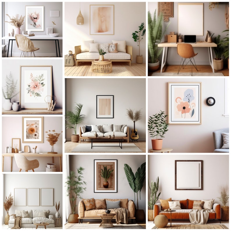 50 Boho Interior Mockups Frame Mock up Bundle Mock up Photograph Styled ...