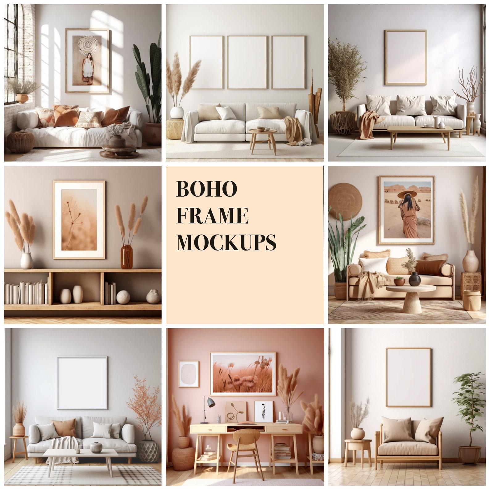 50 Boho Interior Mockups Frame Mock up Bundle Mock up Photograph Styled ...