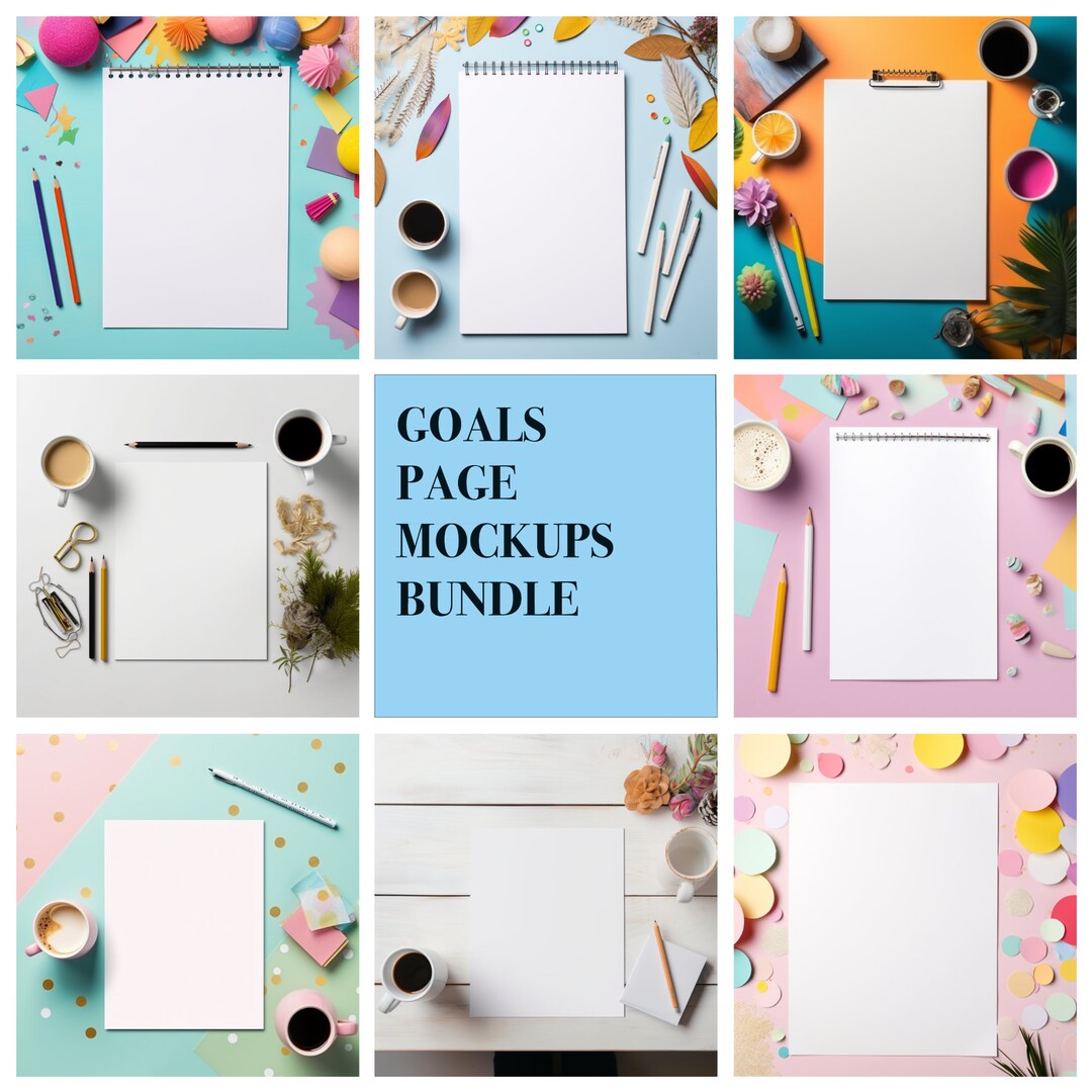 30 Goals Page Mockups Frame Mock up Bundle Mock up Styled Stock PNG ...