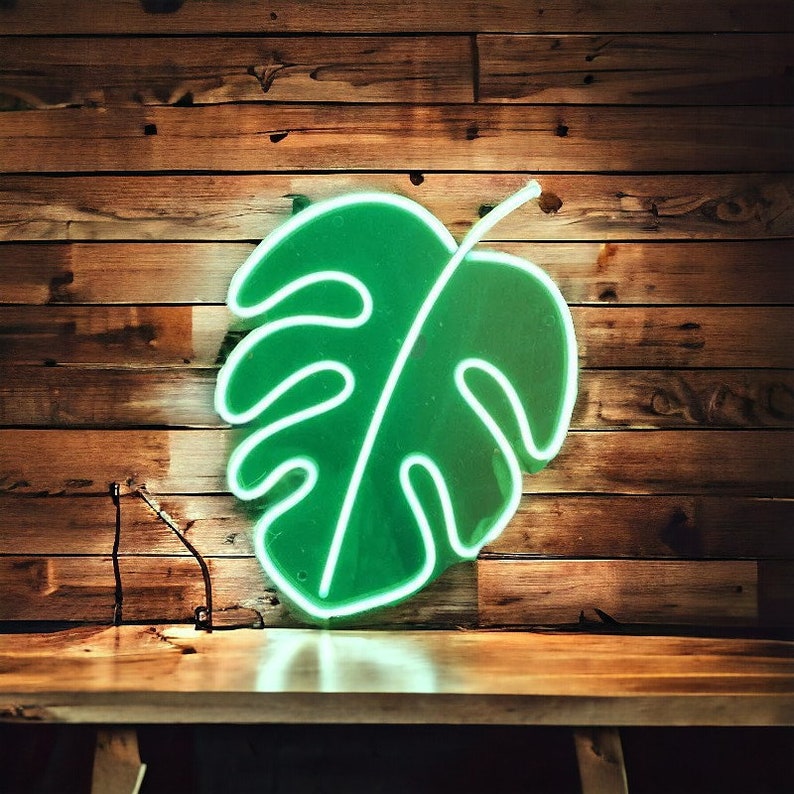 Monstera Leaf LED Neon Sign, Neon Monstera, Bedroom Neon Sign, Leaf ...