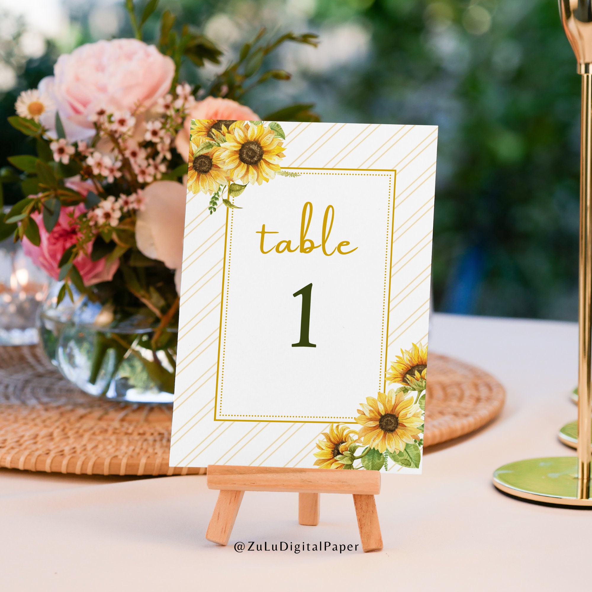 SUNFLOWER Table Number Card Template With Yellow - Etsy