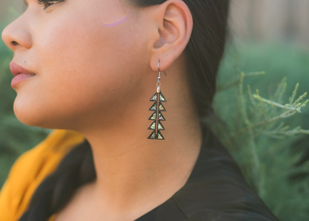 Native Earrings, Abalone "sturgeon Back" Design - Etsy