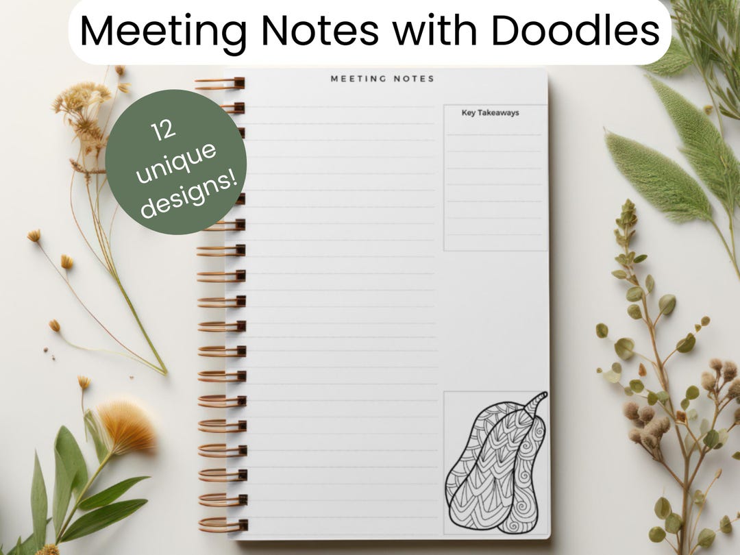 Meeting Notes With Doodles, ADHD Notes, Coloring Pages, Printable Pages ...