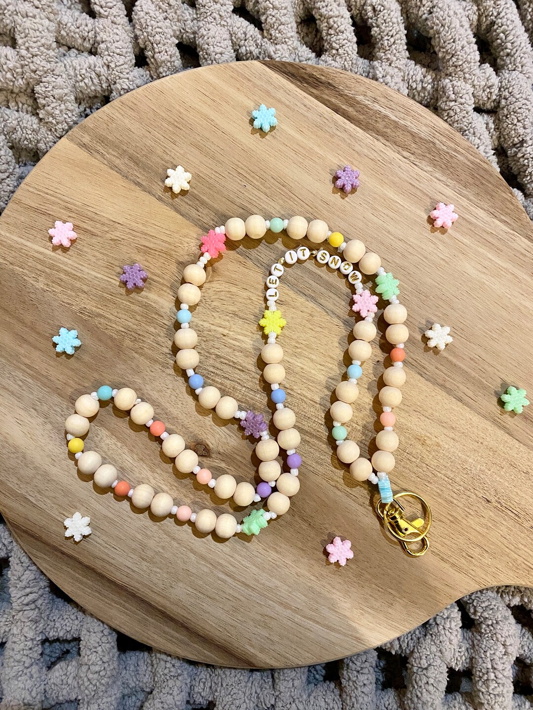 Personalized Winter Beaded Lanyard | Snowflake Teacher Gift - Etsy