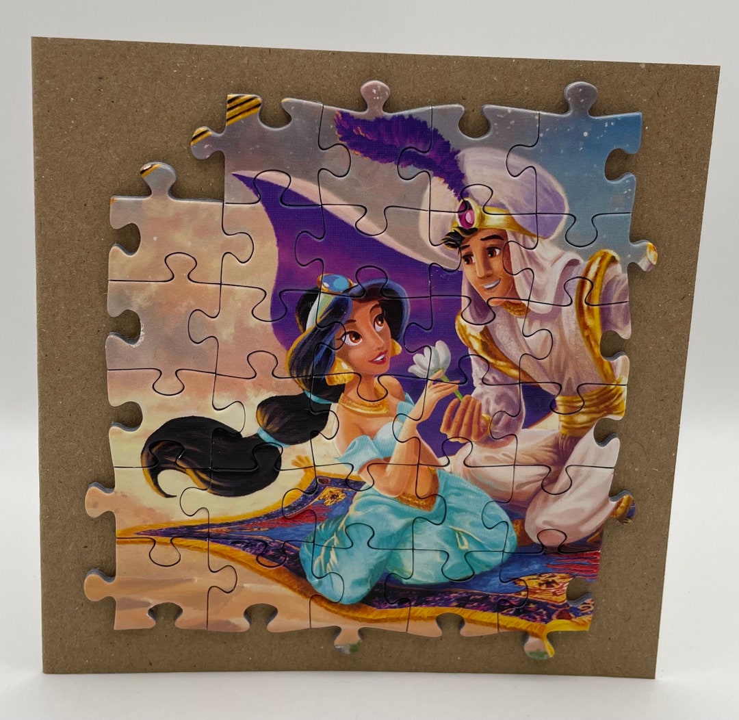 Disney Princess Jasmine and Aladdin Jigsaw Puzzle Card Handmade ...