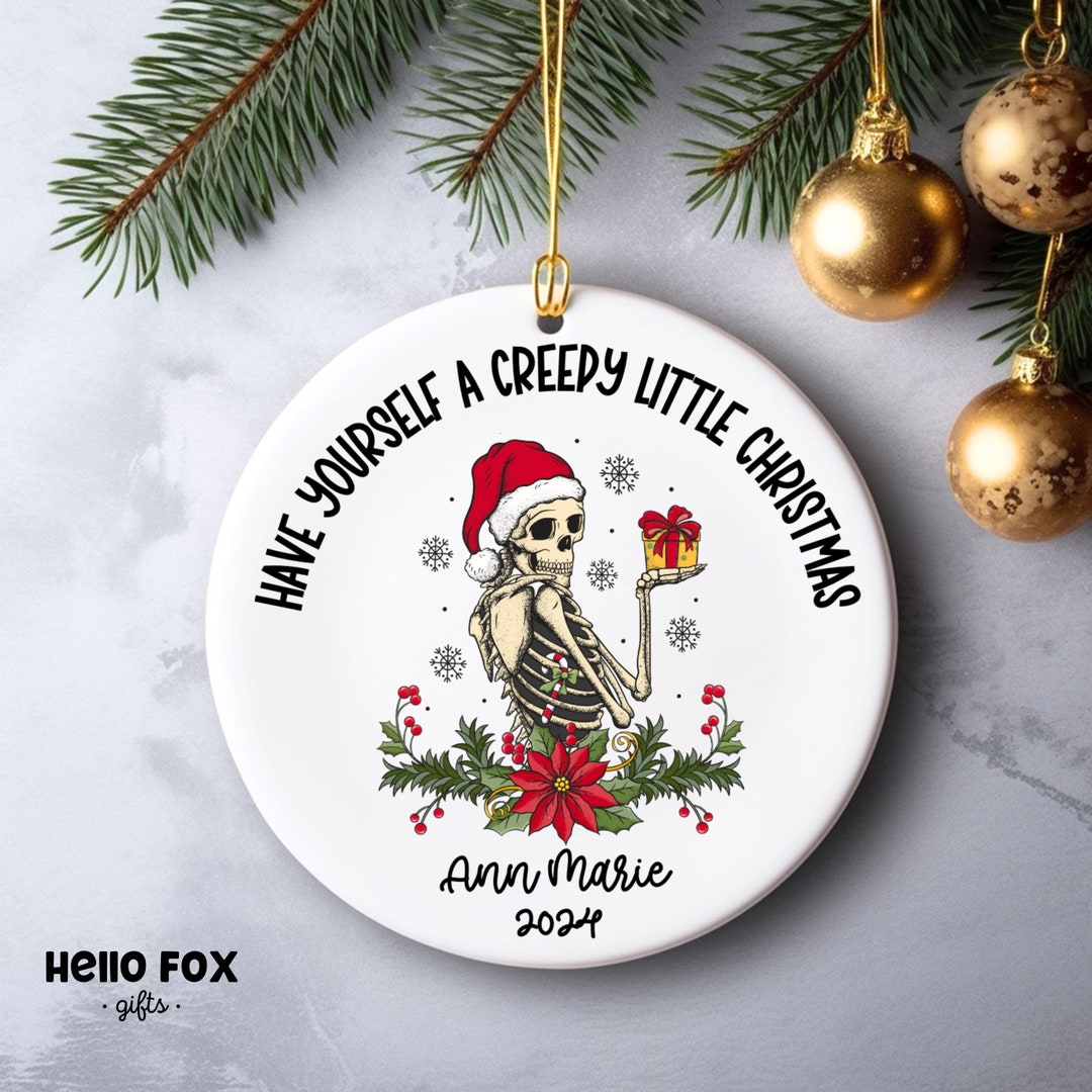 Personalized Skeleton Christmas Ornament, Custom Creepy Christmas ...