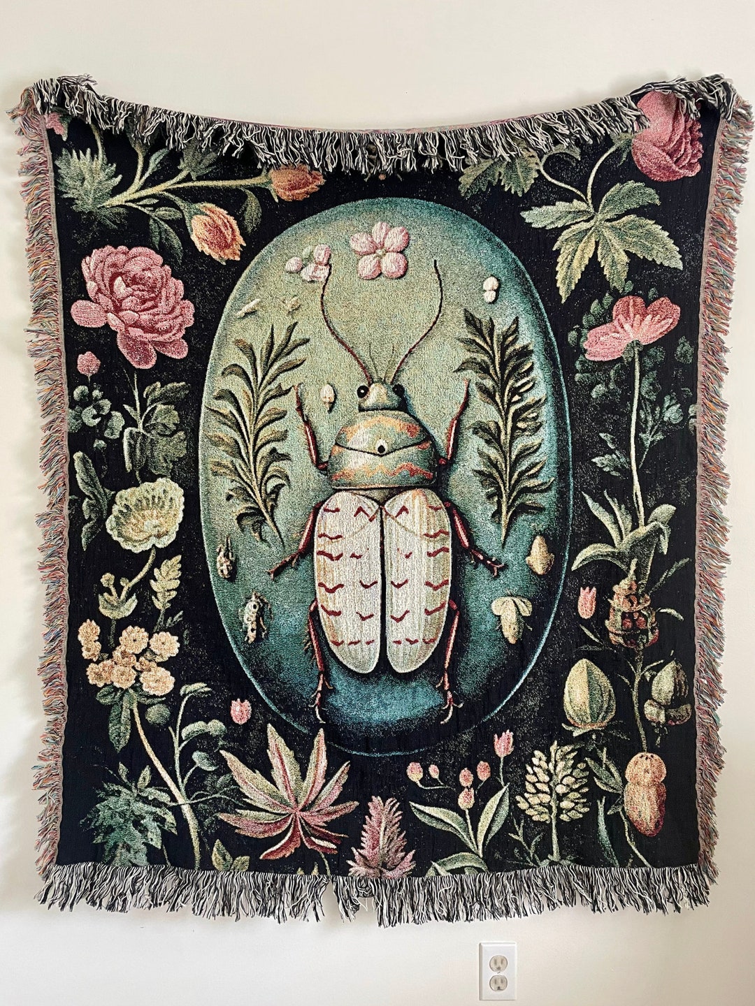 Beetle Woven Throw Blanket, Insect Pattern Blanket, Beetle Artwork for ...