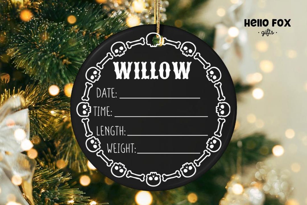 Goth Baby Birth Announcement Ornament, Halloween Birth Announcement ...