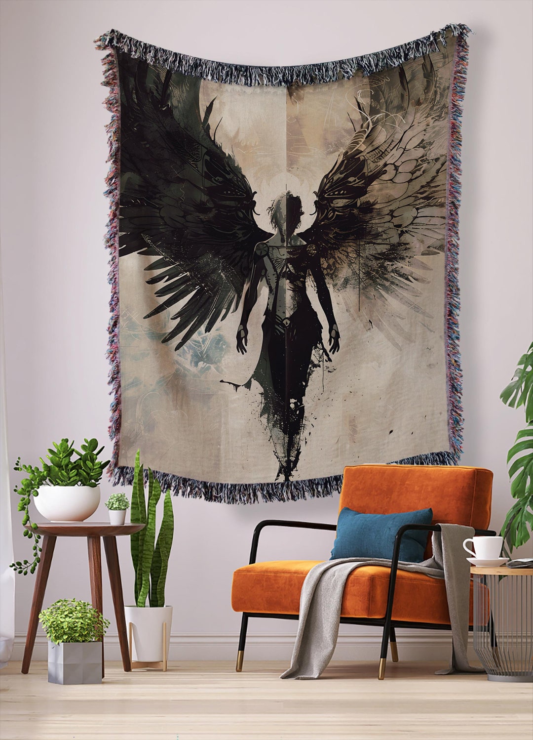 Angel OF Death Woven Blanket: Fallen Angel Blanket, Dark Gothic Throw ...