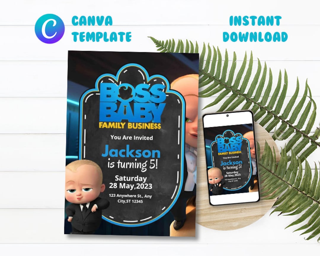 Boss Baby Digital Invitation Card Birthday Invitation Templates ...