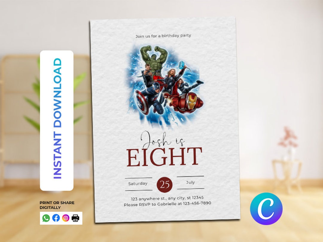 Avengers Party Editable Template Party Invitation Edit & - Etsy