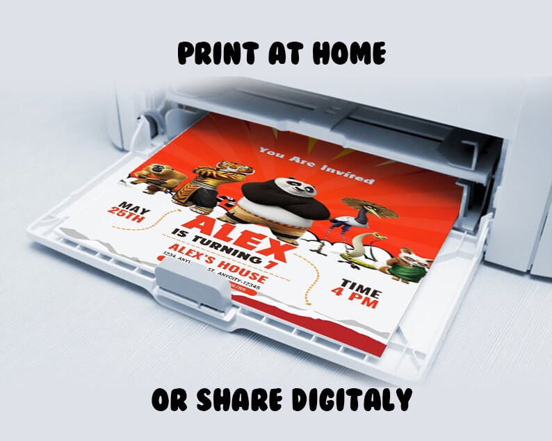 Kung Fu Panda Digital Invitation Card Birthday Invitation Templates ...