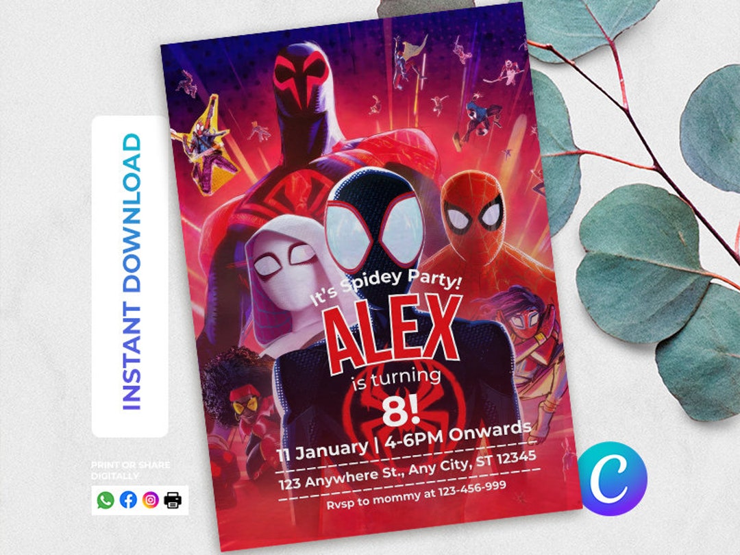 Editable Spider Man Birthday Invitation Spider Man Party Invitation ...