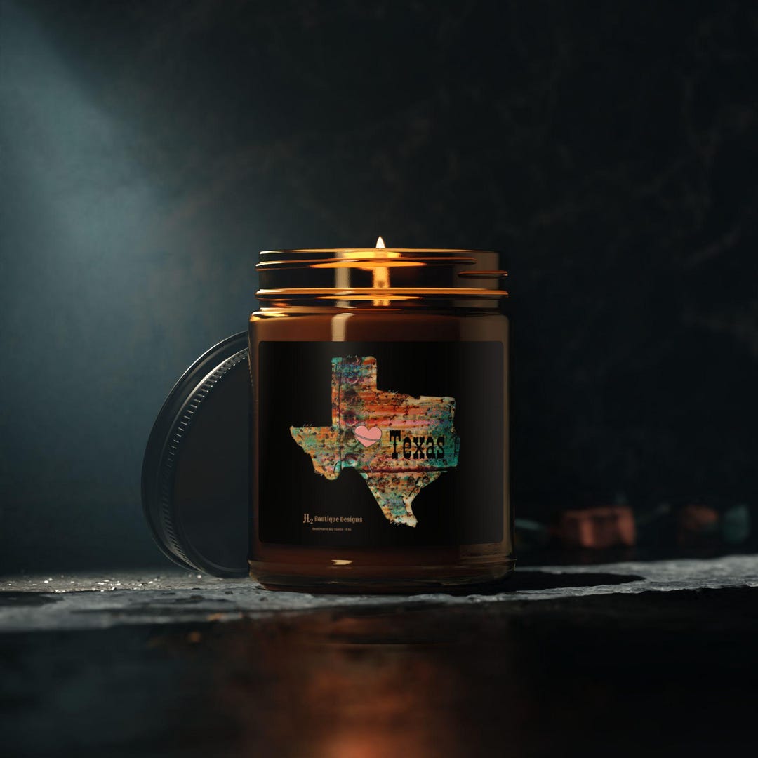 Soy Candle, Texas Cowboy Candle in Amber Jar - Western Decor, I Love ...