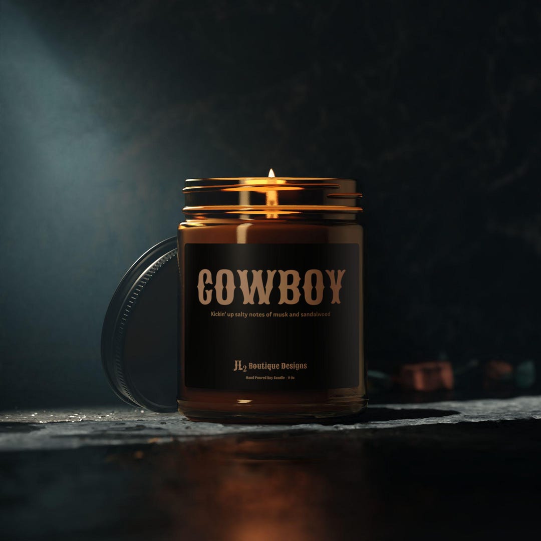 Soy Candle, Western Cowboy Candle, Rustic Home Decor, Amber Jar Candle ...