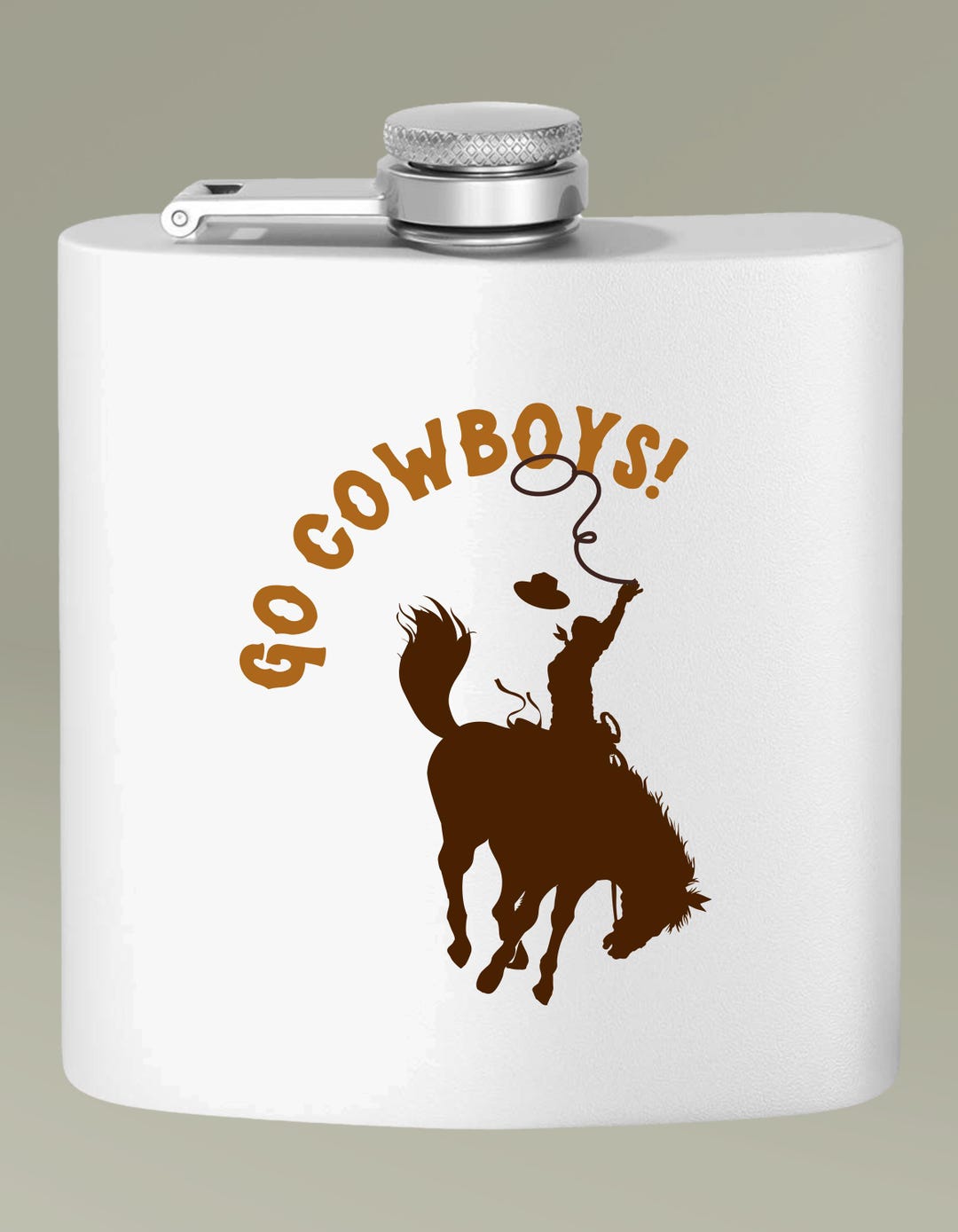 Cowboy Themed Stainless Steel Flask, Gift for Him, Wyoming Flask ...