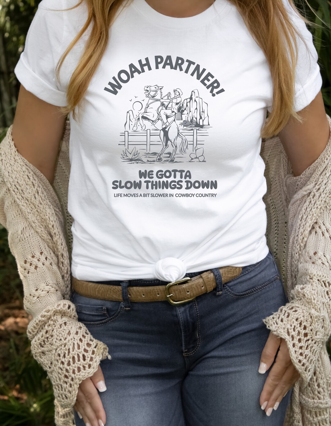 Woah Partner Bucking Horse Tshirt, Funny Cowboy Tshirt, Cute Western ...