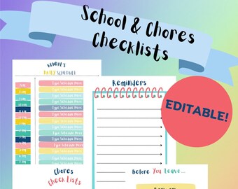 EDITABLE After School Checklist - Etsy