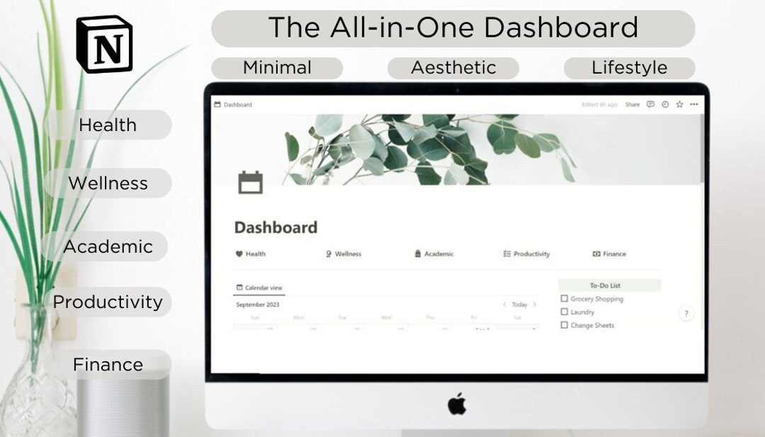 The All-in-one Notion Dashboard | Aesthetic | Minimal | Notion Template ...