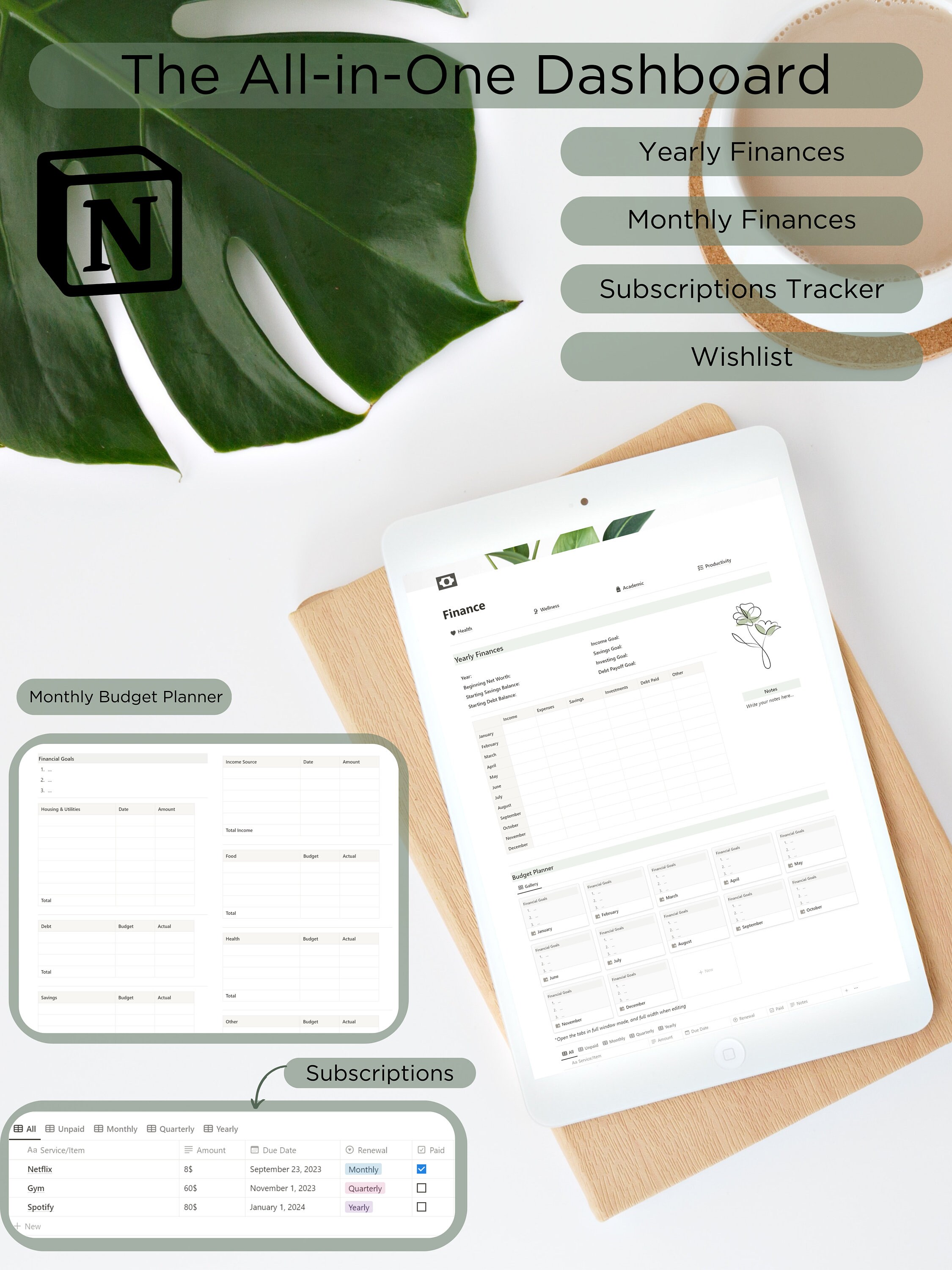 The All-in-one Notion Dashboard | Aesthetic | Minimal | Notion Template ...